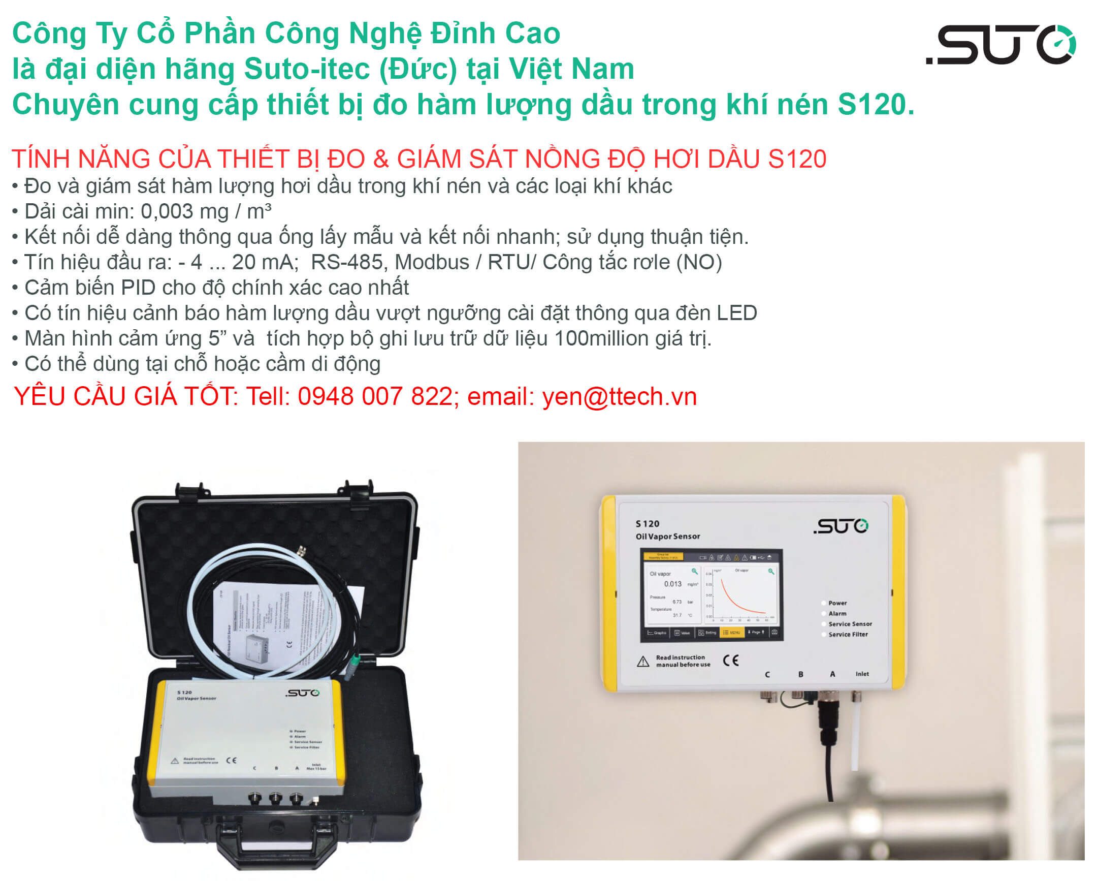 Thiết Bị Đo Nồng Độ Hơi Dầu S120/ SUTO-ITEC/ GIÁ TỐT NHẤT
